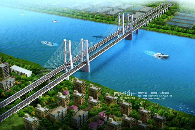 3a岷江大桥方案三 桥梁效果图设计