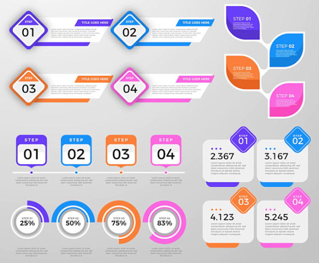 infographic elements 信息可视化图框 文字框 流程图 图表 时间轴 (9)