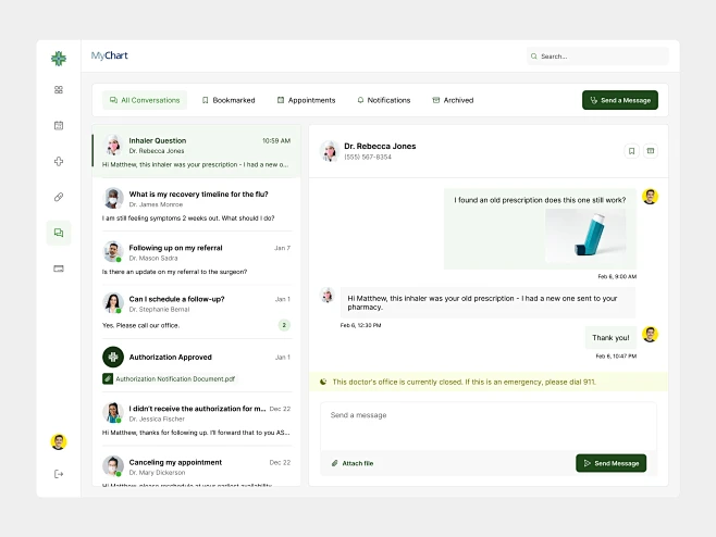 Matthew Bibicoff 为 Heyo on Dribbble 提供的 MyChart 消息中心概念 --- MyChart ...
