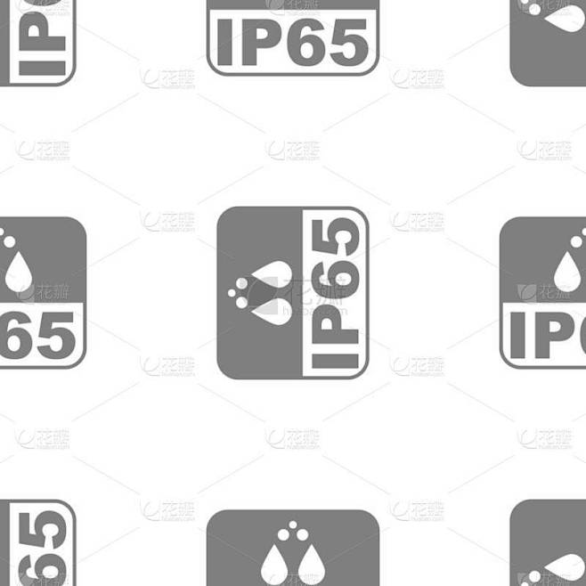Ip65 保护证书标准图标无缝。防水防尘或防固体保护的标志。向量例证.