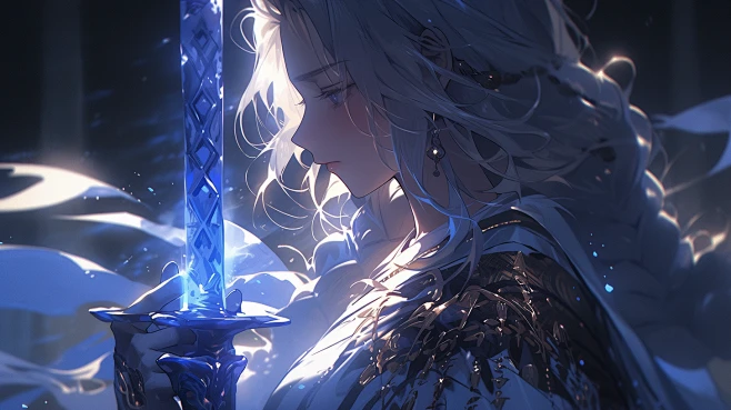 art8888_A_Song_Dynasty_White_Woman_Holding_a_Blue_Sword_Flicker ...