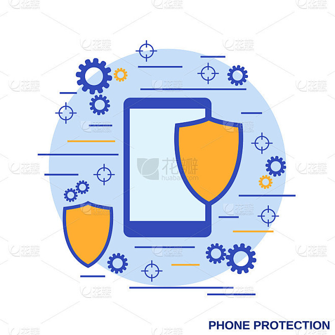 Mobile phone protection vector concept