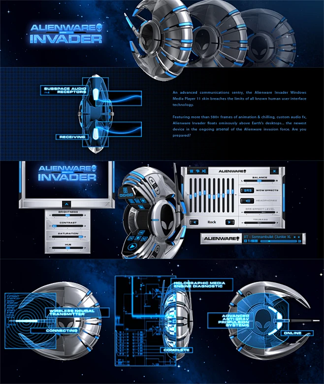 The Skins Factory - Windows Media Player Skins - Alienware Invader-花瓣网