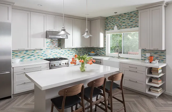 Inspiration for a mid-sized modern l-shaped open concept kitchen ...