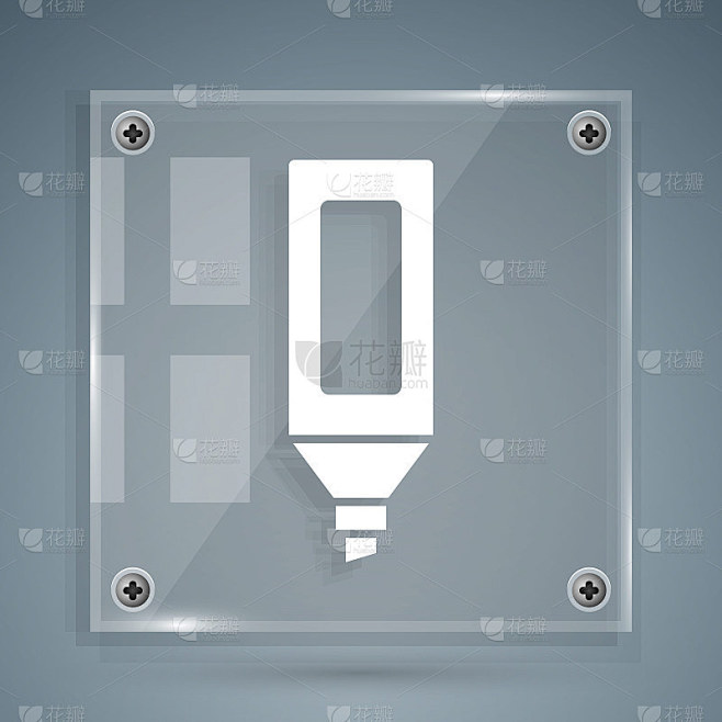 White Marker pen icon isolated on grey background.