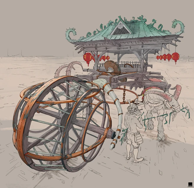 Weekly sketches #1, Sebastian Luca : Animal-powered vehicles-花瓣网