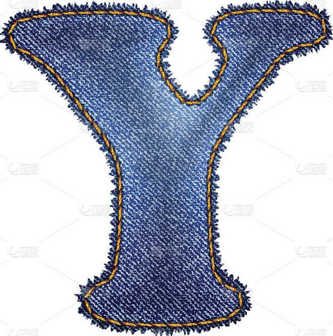 牛仔裤字母表。牛仔字母Y