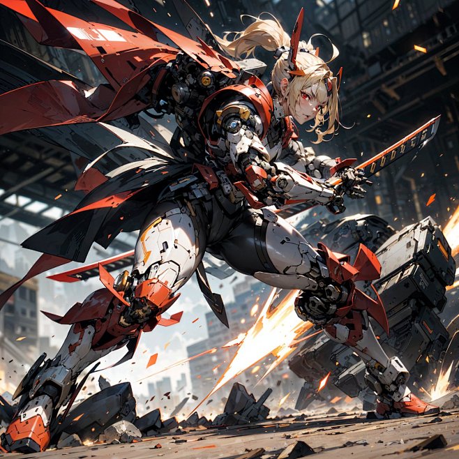 居合抜きの構え Stance of iai katana-drawing #AIバトル部 #AIメカ娘 #AImechagirl httpst