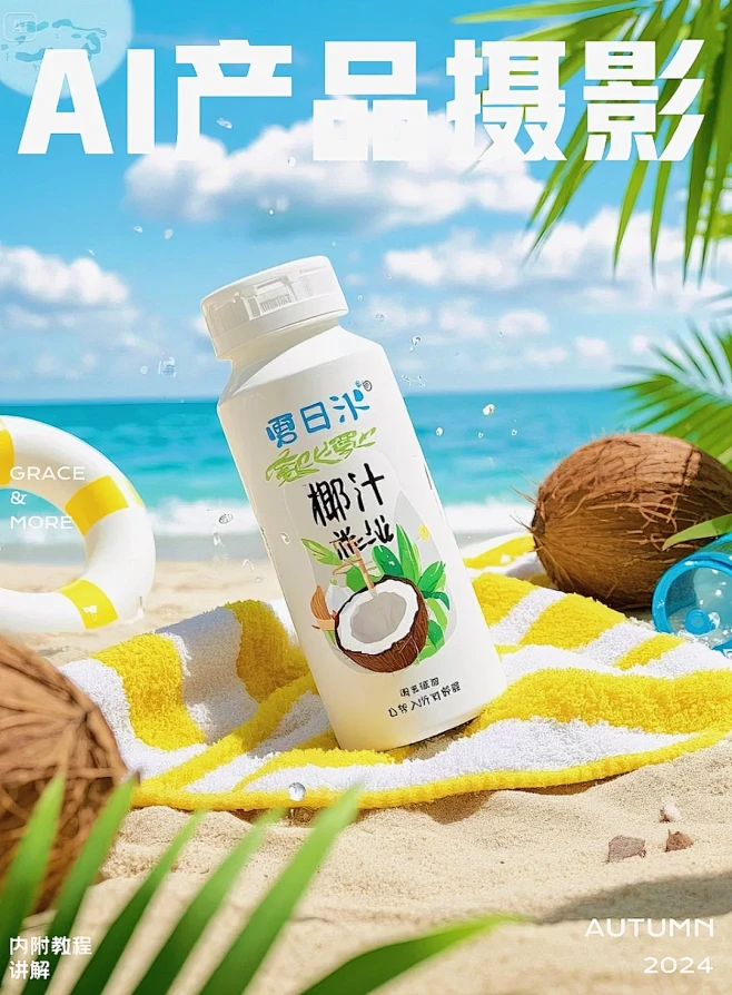 ai电商产品摄影——来杯海边️的椰汁吧 - 小红书-花瓣网