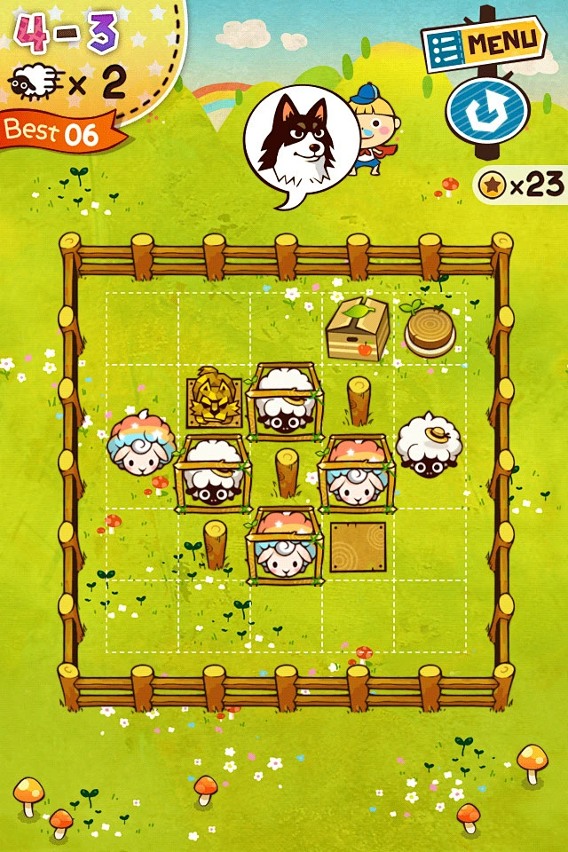Flick Sheep!手机游戏界面，来源自黄蜂网http://woofeng.cn/-花瓣网