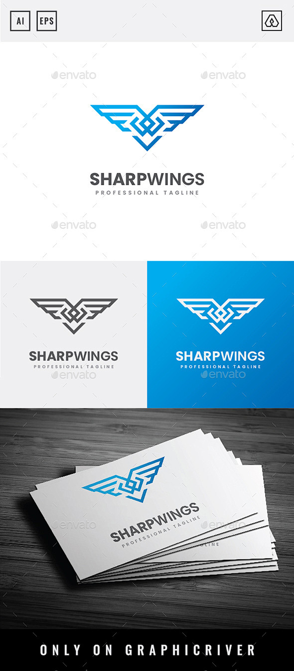 锋利的翅膀的标志——符号标志模板Sharp Wings Logo - Symbols Logo Templates机构、空气、飞机、汽车、鸟 ...