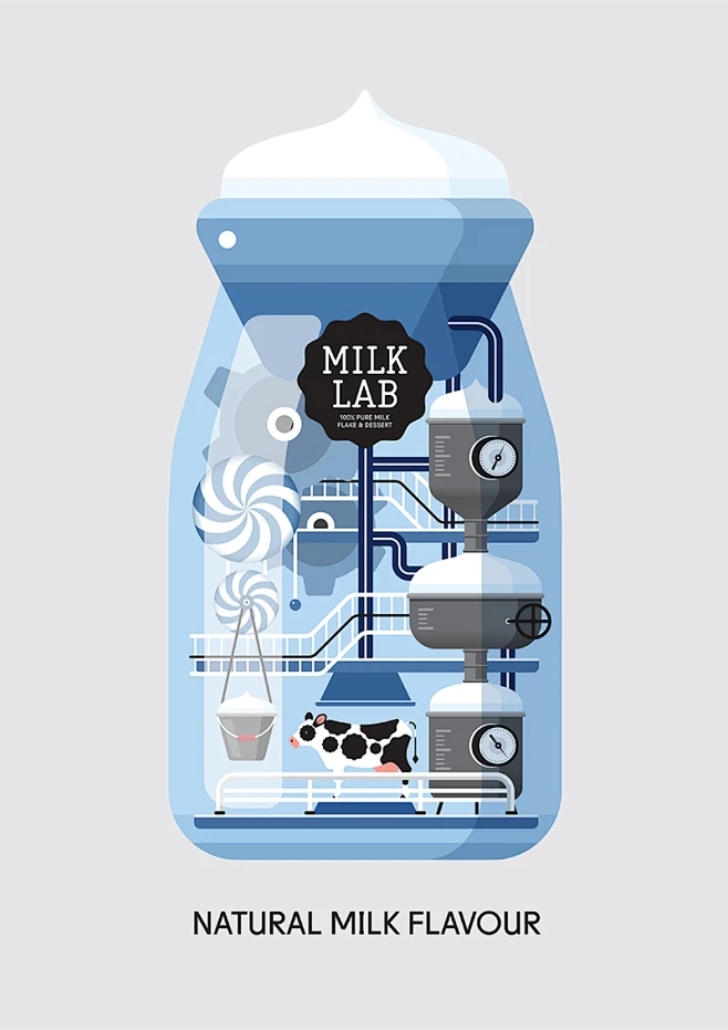 Milk Lab : Title | Milk Factory |Use | Poster & Menu Illustration ...