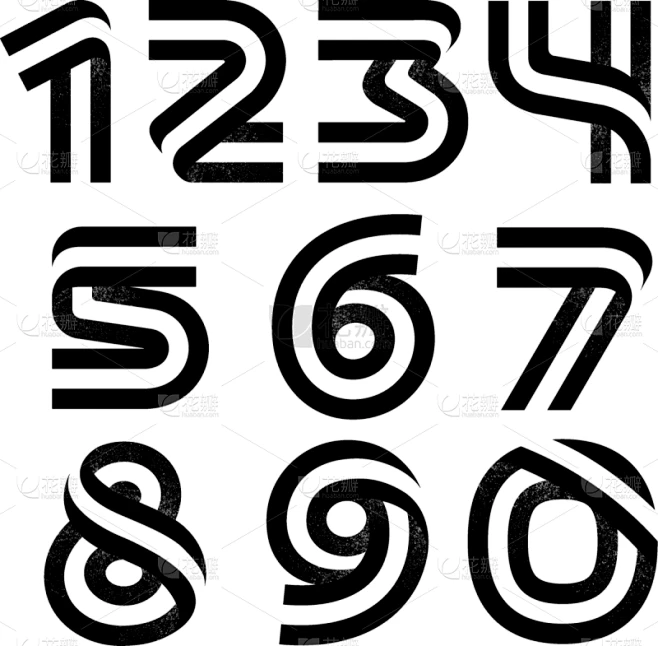 numbers set formed two parallel lines with-花瓣网