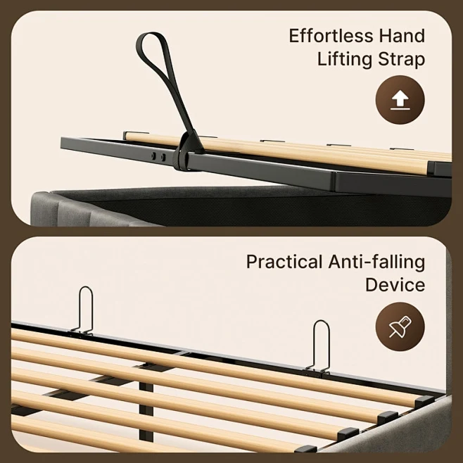 flyout slide 6 of 26, Lift Up Storage Bed Frame, Upholstered Platform ...