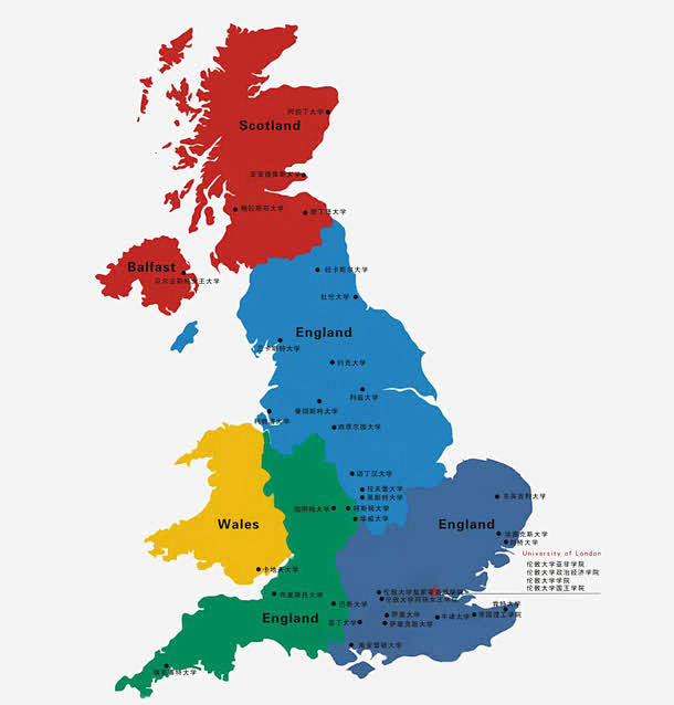 英国大学分布地图高清素材 地图 彩色 英国地图 英国大学 免抠png 设计图片 免费下载