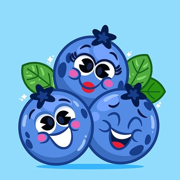 手绘蓝莓卡通插画矢量图设计素材
