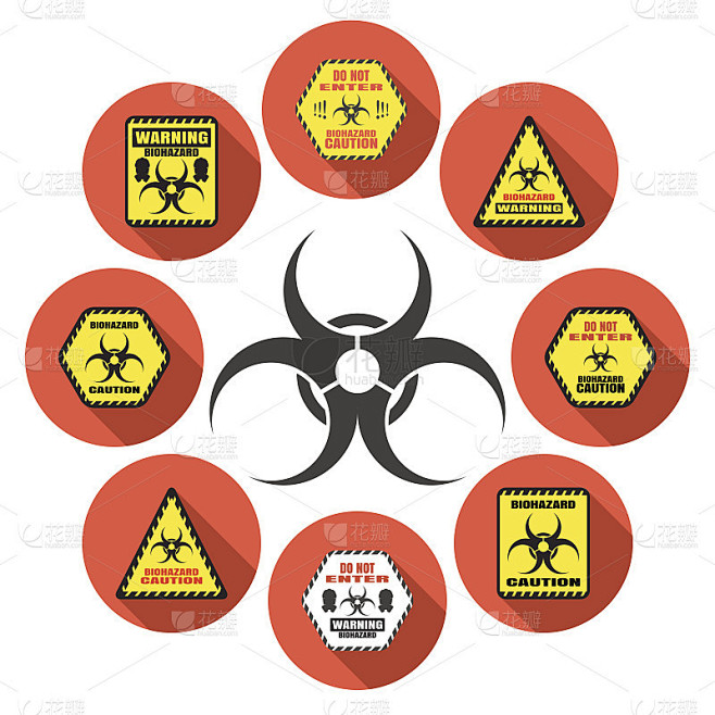 生物危害-向量孤立图标设置阴影。