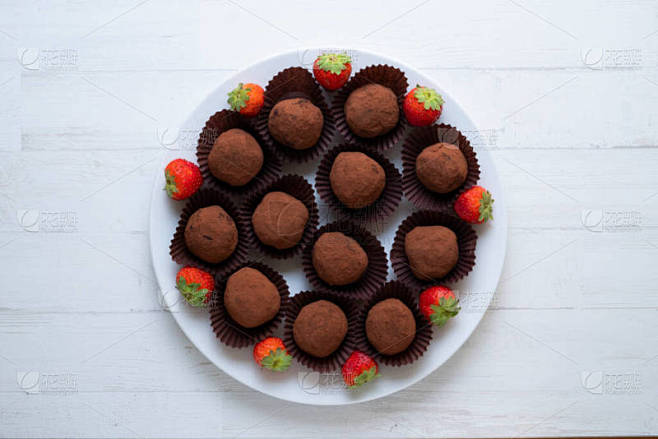 Premium quality chocolate truffles with strawberri