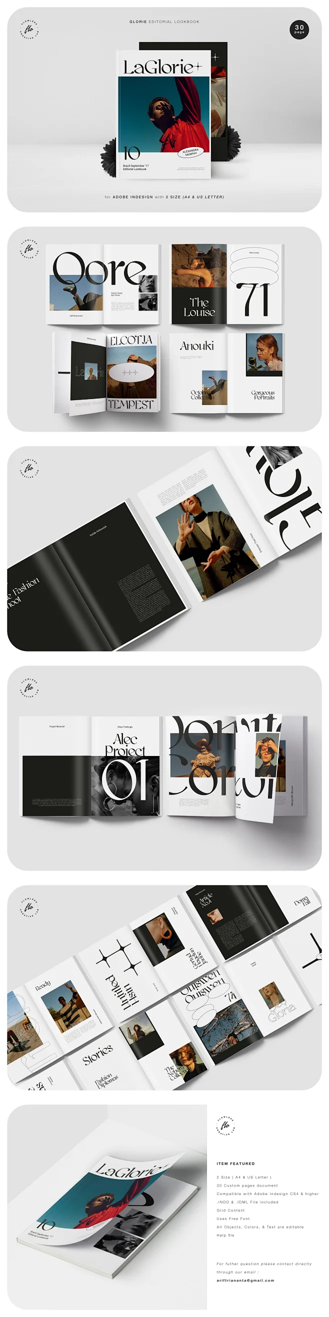 GLORIE Editorial Lookbook : Product Features : - 30 custom page ...