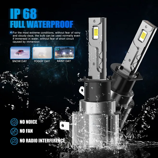 AOLEAD H1 LED Headlight Bulbs, 60W 12000 Lumens Super Bright 6000K ...