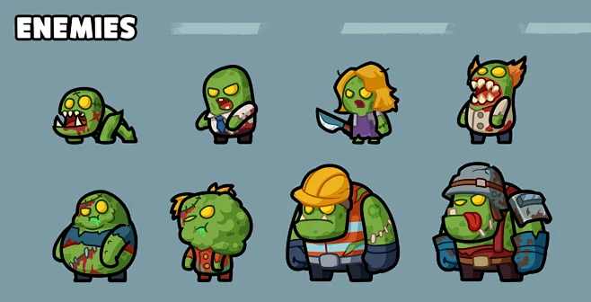 zombie Game Art photoshop 2d game art cartoon animation ILLUSTRATION -花瓣网