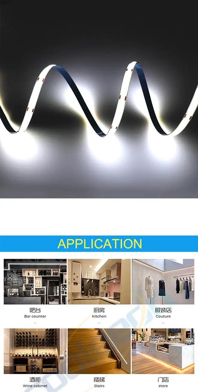 3mm 5mm 8mm 10mm Flexible Led Cob Strip 12v 24v Linear Soft Fob Led ...