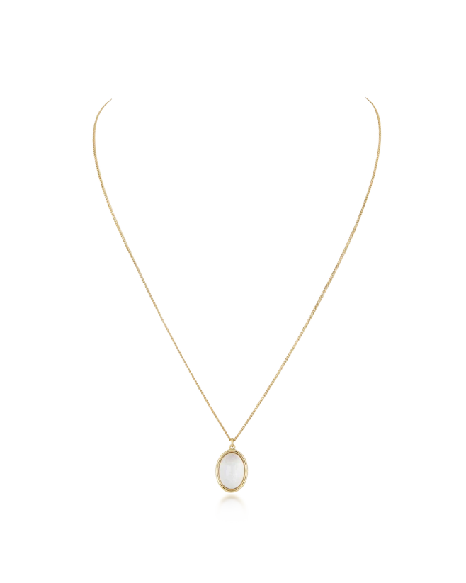 DAMA NECKLACE : Set with a smooth, Cabochon cut crystal or moonstone on ...