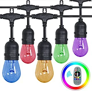 Outdoor String Lights,Patio Lights RGB&Warm Colors 50ft 16 LED Bulbs ...