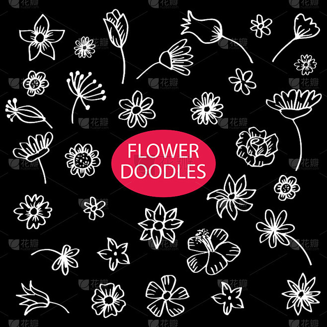 Set of flower doodles