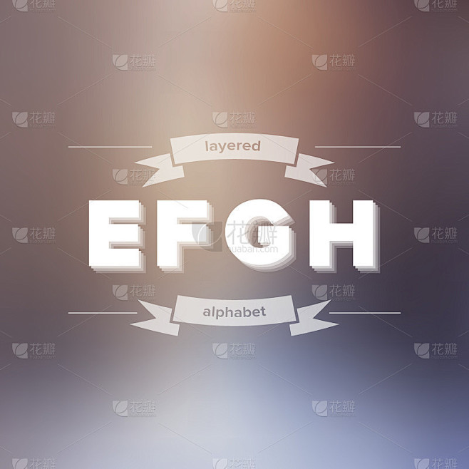 E F G H平面分层字母在模糊的背景