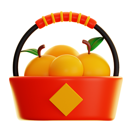 Orange Basket 3D Icon