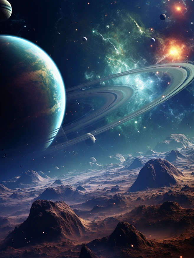 open space with planets and stars, super realistic, ultra high quality ...