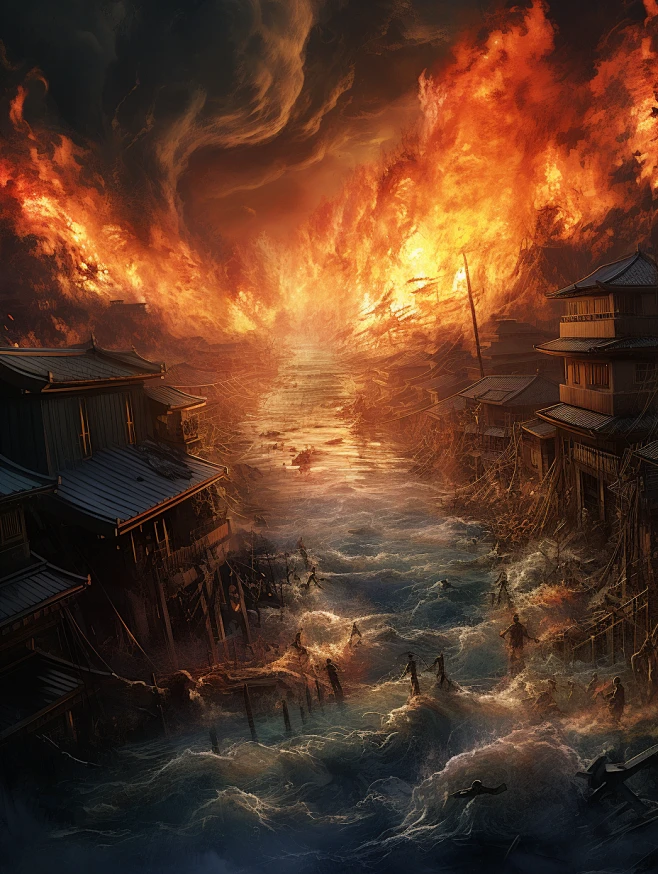 victoriamartin00_Doomsday_disaster_escape_scene_oil_painting_st ...