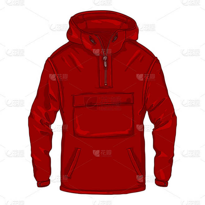 Cartoon Red Anorak . Casual Outdoor Clothing Vecto