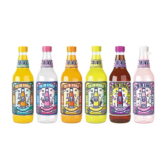 华洋1982汽水果味果汁碳酸饮料真低糖0脂肪358ml玻璃瓶整箱网红装-tmall.com天猫-花瓣网