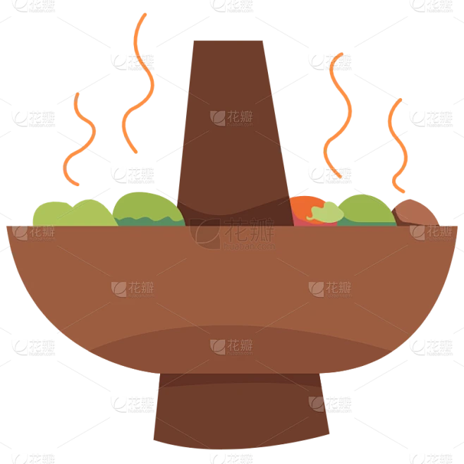 扁平矢量食物小吃icon-火锅素材-花瓣网