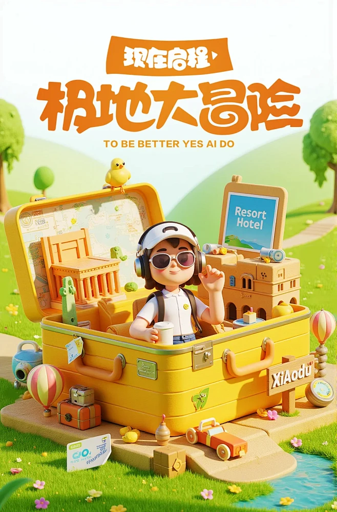 【SD】Flux直出旅行箱运营创意 大模型：f1基础 lora：一元-花瓣网