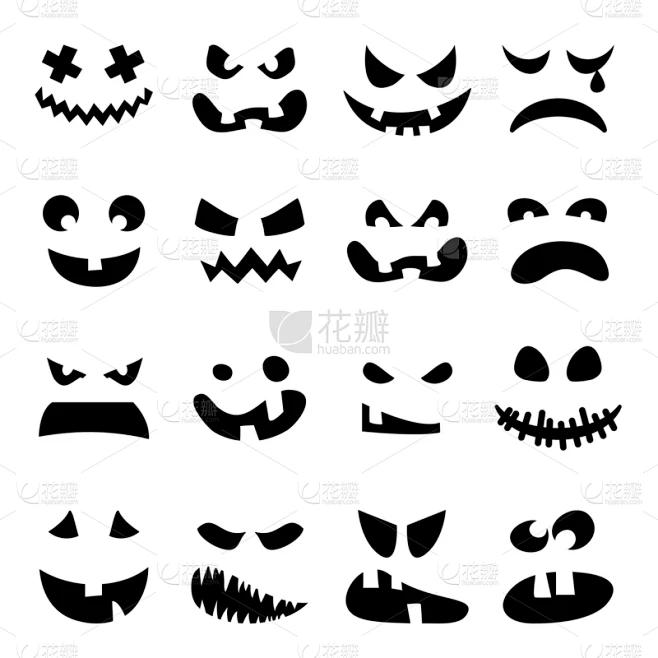 空心南瓜灯,似人脸,恐怖,白色,十月,计算机,季节,布置素材-花瓣网