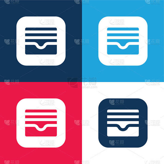 Apple Blue and red four color minimum icon set