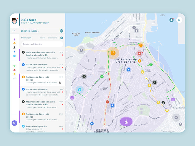 Mobility LPGC - Map Feed feed ux ui map mobility
