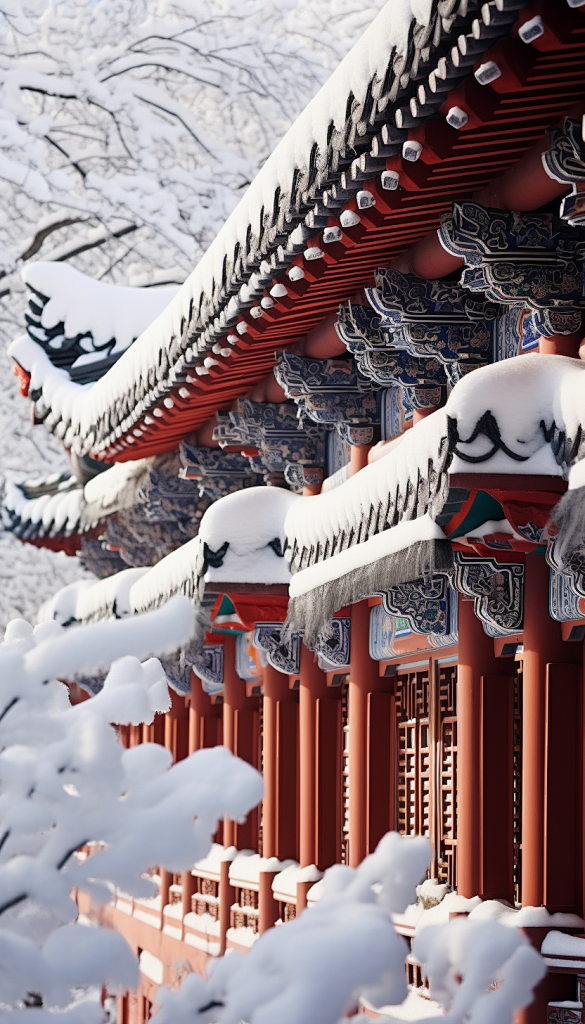 寺庙冬景雪景大寒摄影图