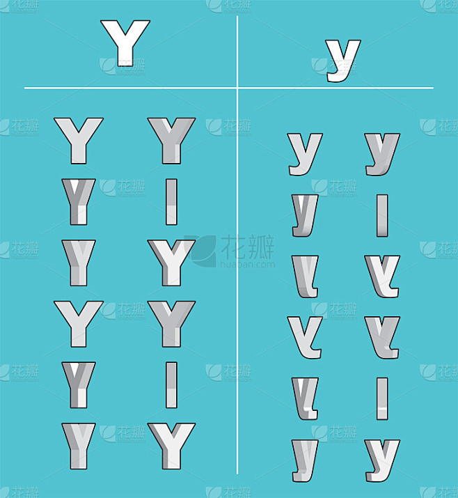 3D动画大写字母小写字母Y