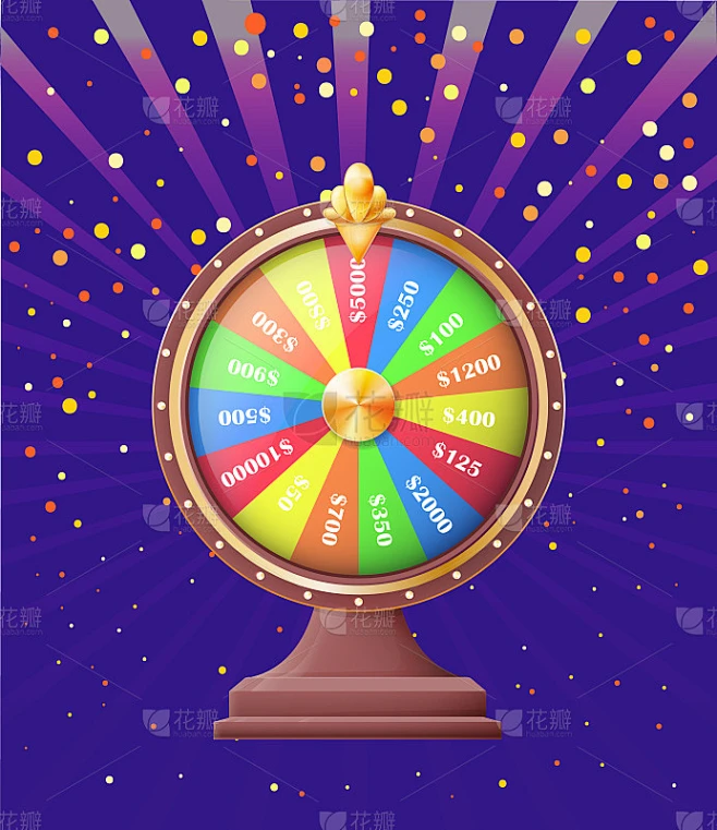 Fortune Wheel with Sums of Money Bonuses Vector素材-花瓣网