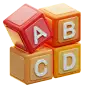 Alphabet Blocks 3D Icon-花瓣网