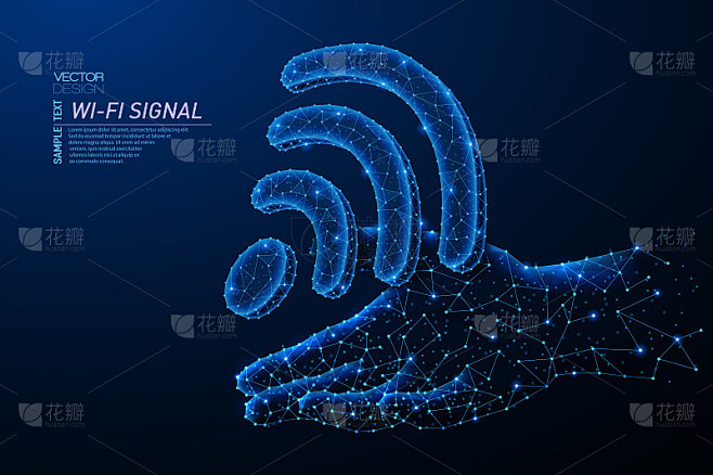 抽象多边形光设计的wi-fi波符号