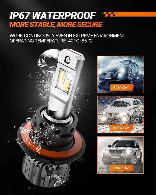 SEALIGHT S6 H13/9008 LED Bulbs, 18000 Lumens 600% Brighter 6500K Cool ...