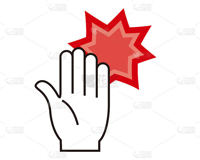 Hand sign illustration.Illustration of an open han