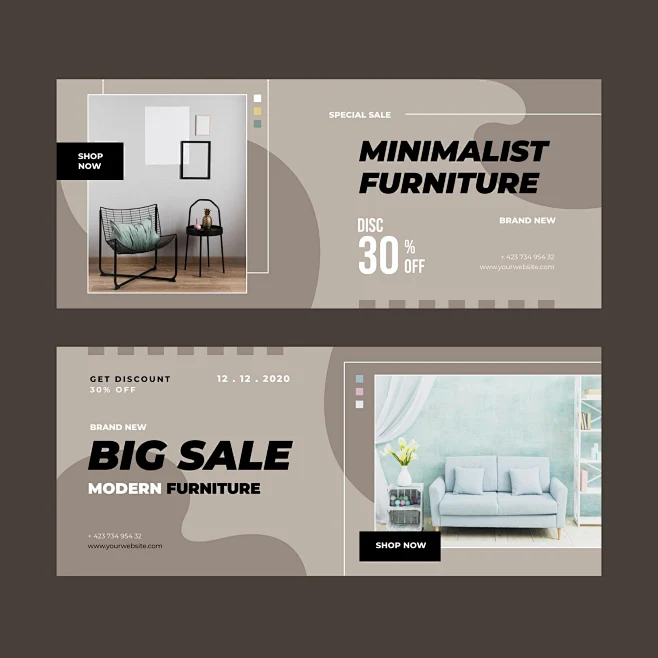 Free vector furniture sale banners with photo-花瓣网