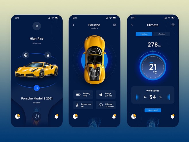 Porsche Control App android app car connect clean clean ui control ...