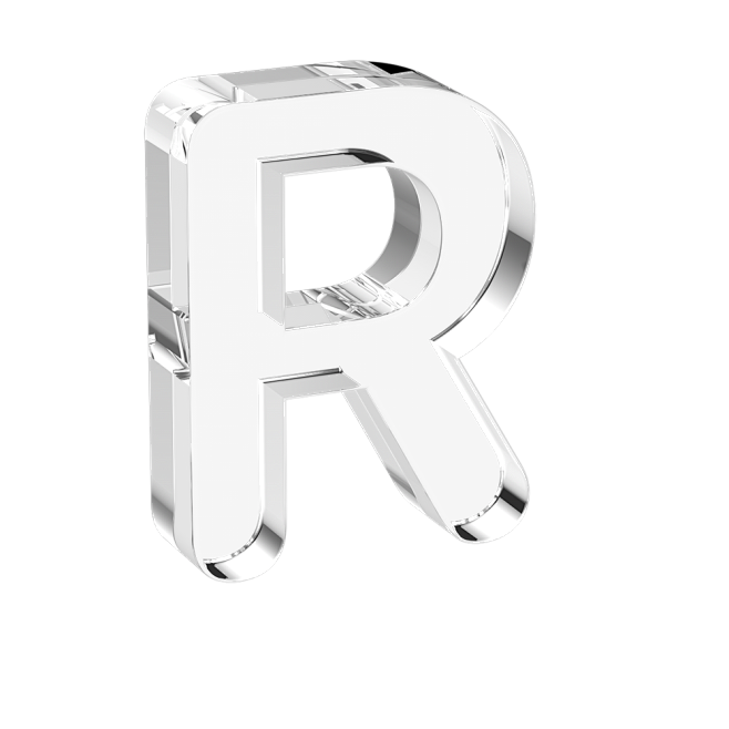 透明玻璃3D立体反射水晶棱镜英文字母数字符号-R